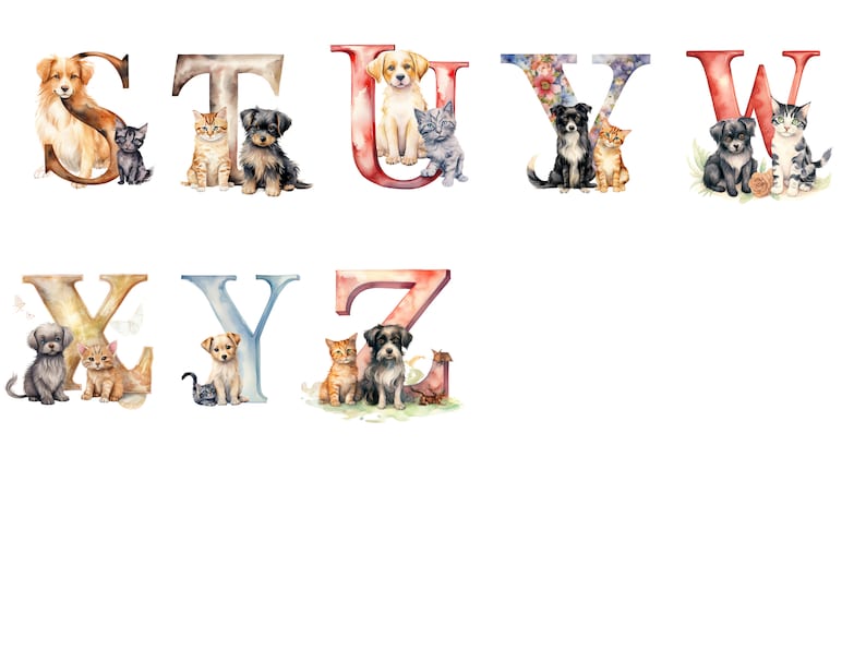 Cat & Dog Alphabet, Letters Png, Alphabet Png, Instant Download for ...