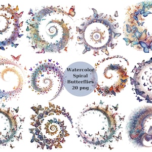 Spiral Butterfly Clipart, PNG Digital Files on a Transparent Background ...