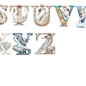 Watercolor Swan Alphabet, Swan Letters Png, Transparent Background ...