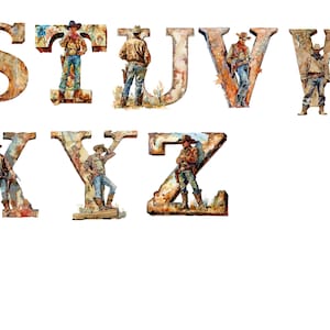 Watercolor Cowboy Alphabet Clipart, PNG Individual Images on ...