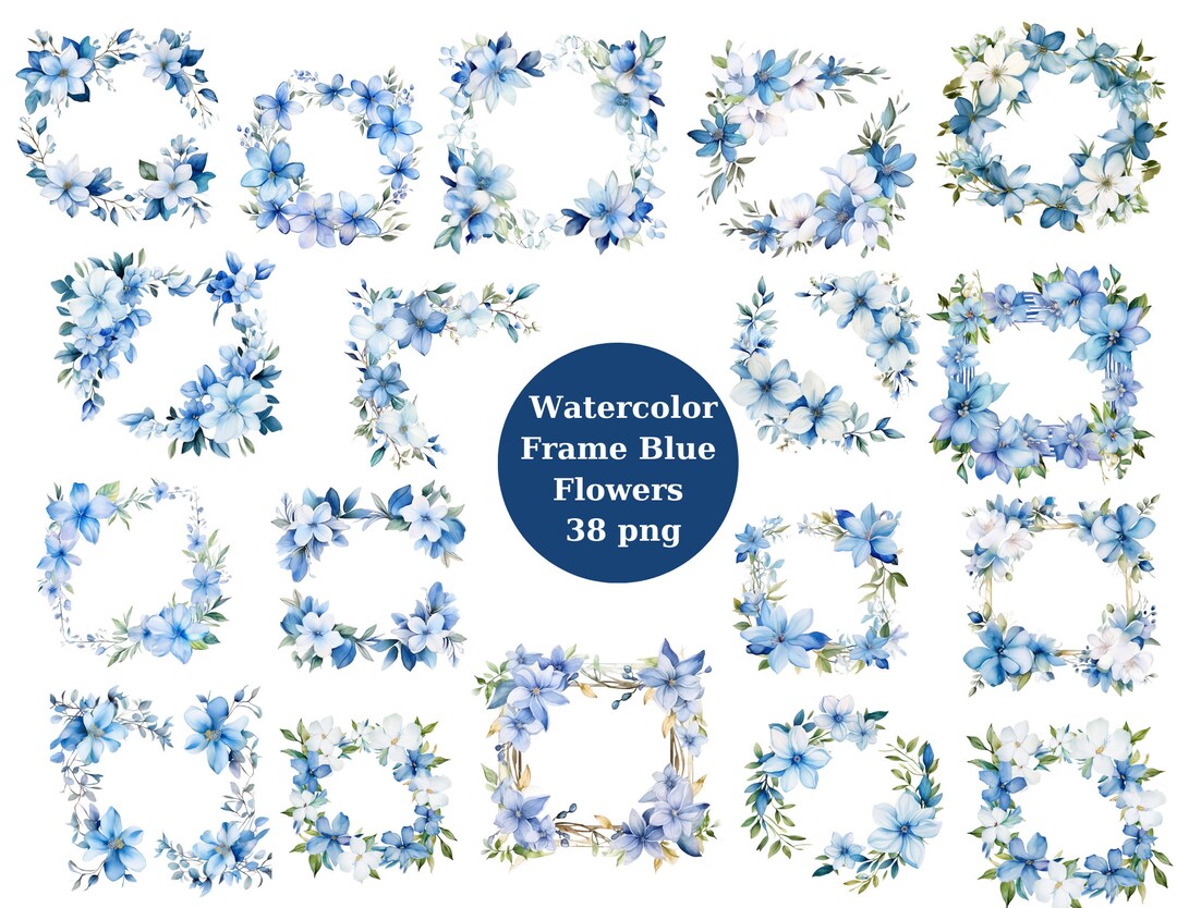 Watercolor Blue Frame Clipart Transparent Background, High Quality ...