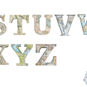 Watercolor Maps Alphabet Clipart, Maps Letters PNG Digital Files on ...
