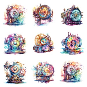 32 Time Machines Watercolor Clipart, Time Travel Clipart, PNG ...
