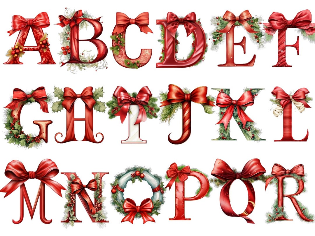 Clipart Christmas Alphabet, Christmas Letters, Transparent Background ...