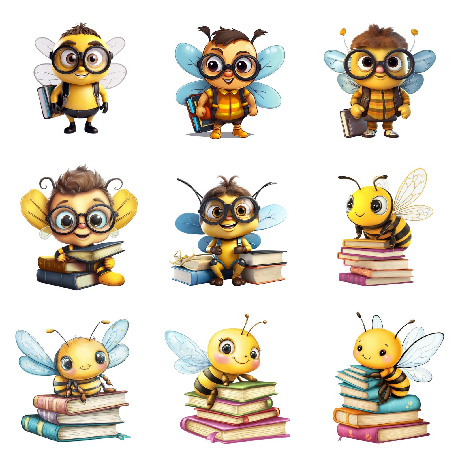 50 Preschool Bees Clipart, School Clipart, Adorable School Bees, PNG ...