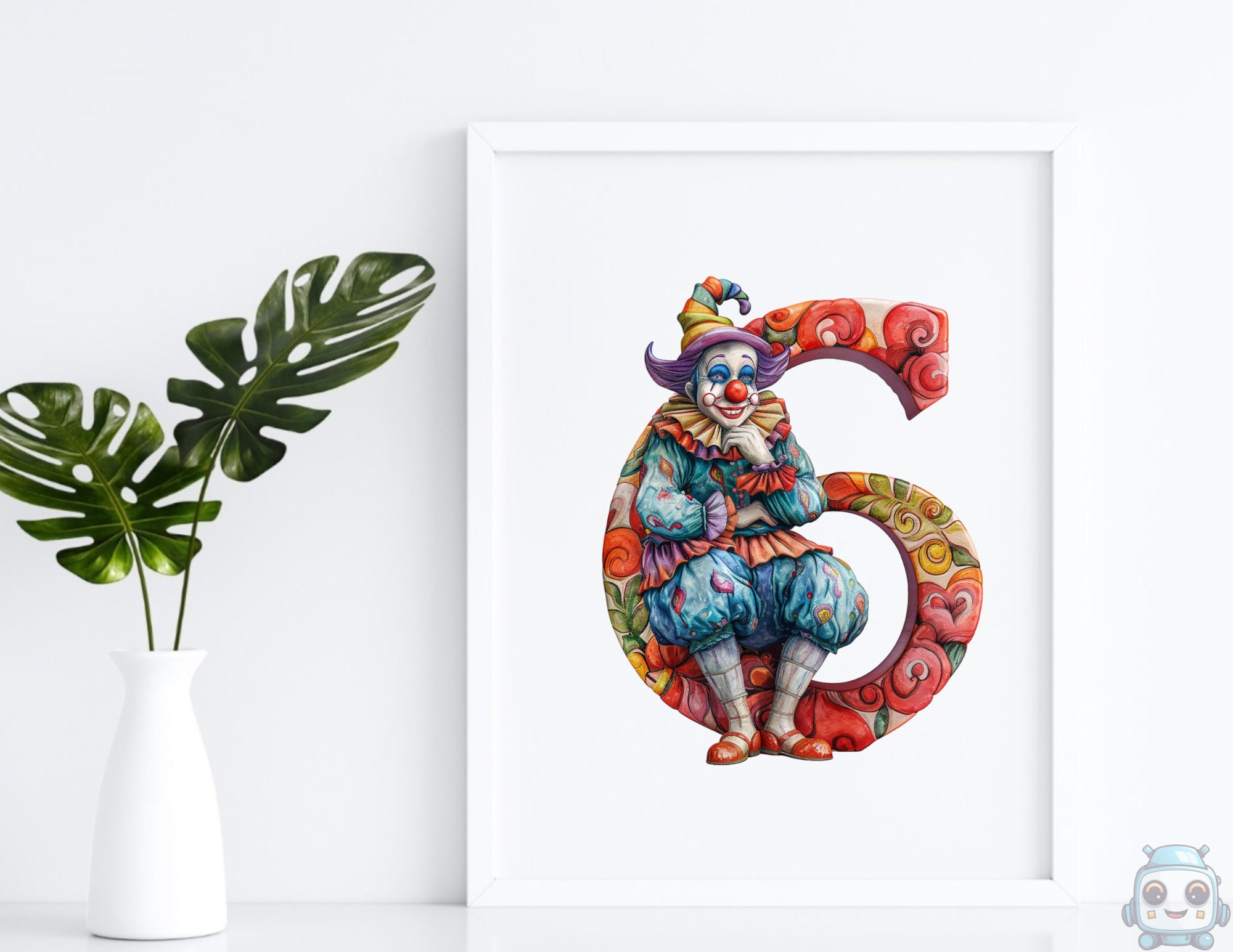 Watercolor Clown Numbers Clipart, Circus PNG Individual Images on ...