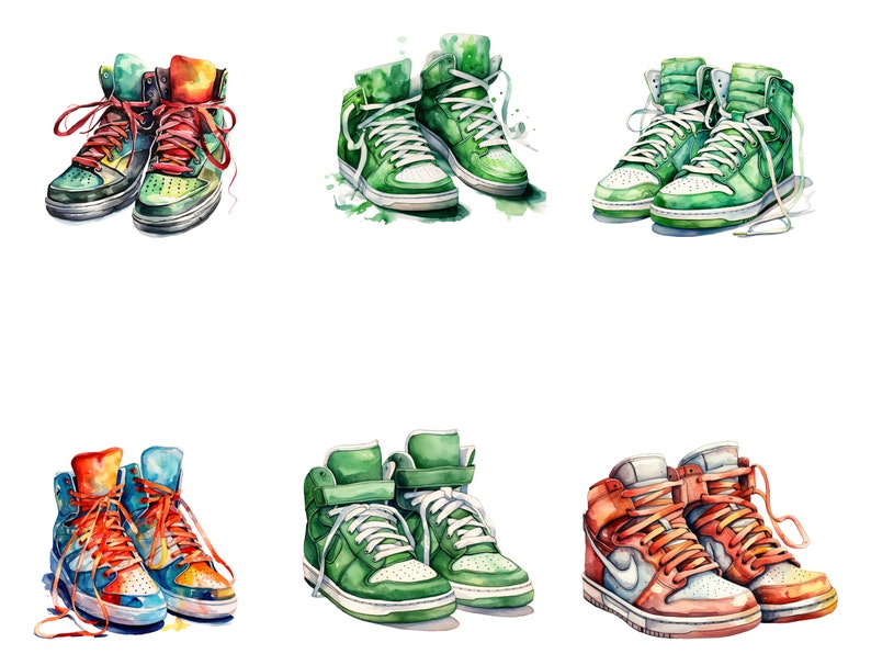 Watercolor Basketball Sneakers Clipart Transparent - Etsy
