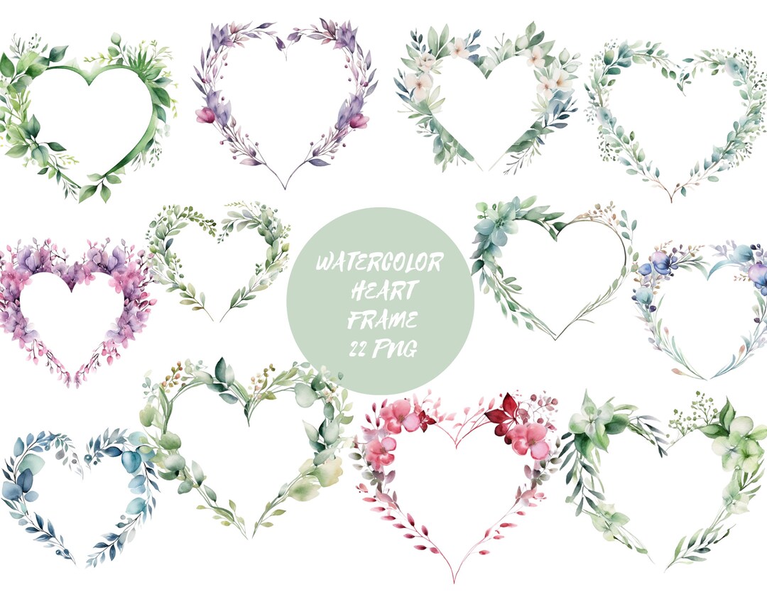 Watercolor Heart Frame, Wedding , Wedding Frame, Transparent Background ...