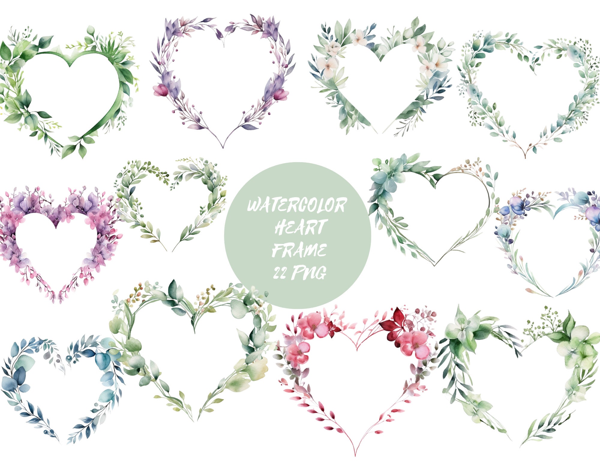 Watercolor Heart Frame Wedding Wedding Frame Transparent - Etsy