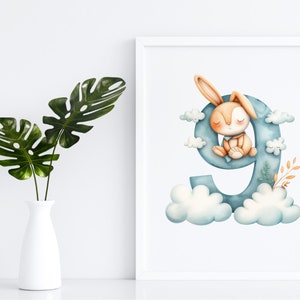 Watercolor Rabbit Numbers Clipart, PNG Individual Images on Transparent ...