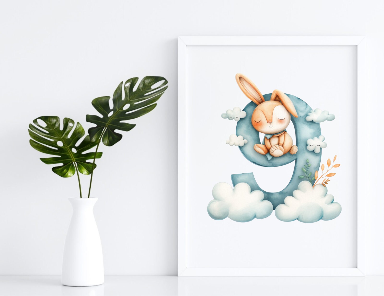 Watercolor Rabbit Numbers Clipart, PNG Individual Images on Transparent ...