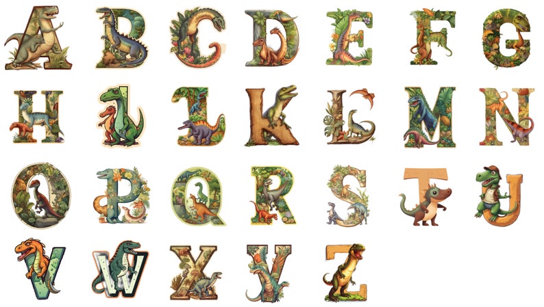 DINOSAUR FONT Png, Dinosaur Alphabet Png, Dinosaur Png Cut Files for ...