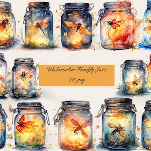 Watercolor Firefly Jars Clipart - Fantasy Fireflies PNG Digital Files ...