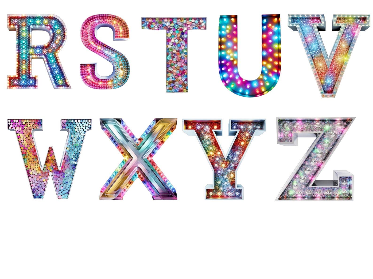 Disco Alphabet, Clipart, 12x12, Commercial Use, Transparent Background ...