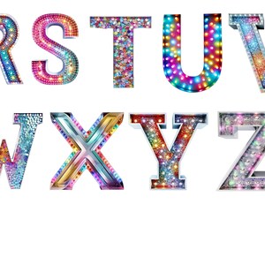 Disco Alphabet, Clipart, 12x12, Commercial Use, Transparent Background ...