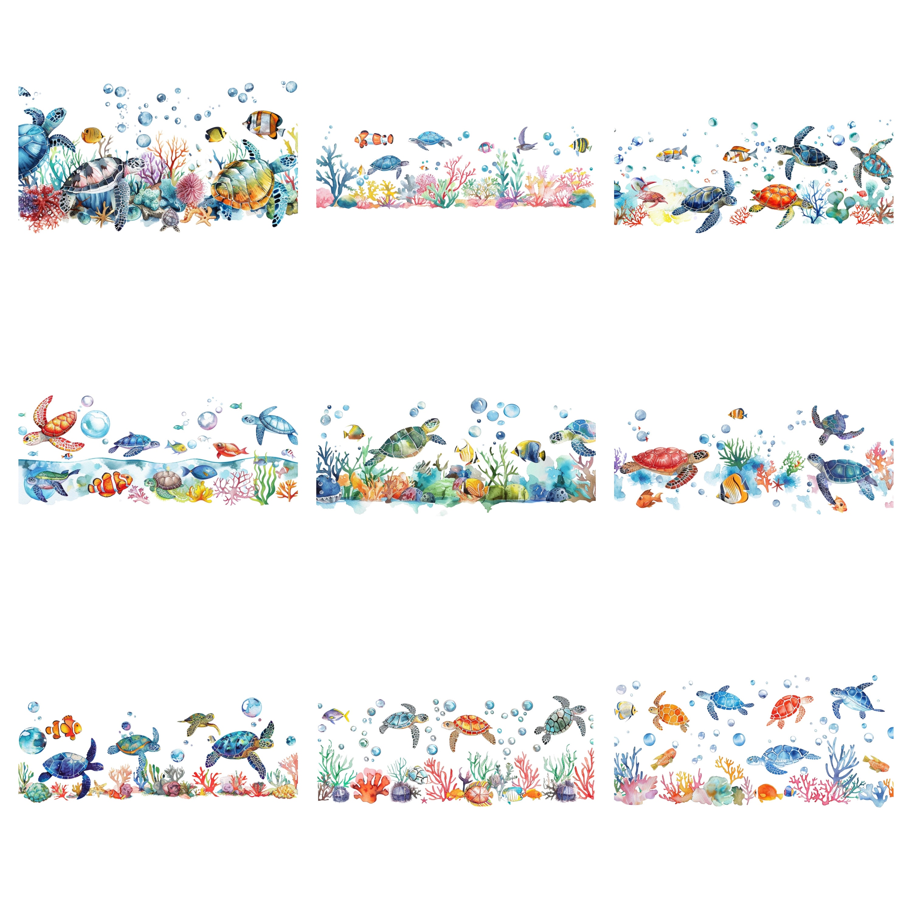 39 Ocean Borders Watercolor Clipart, Border Clipart, PNG Individual ...
