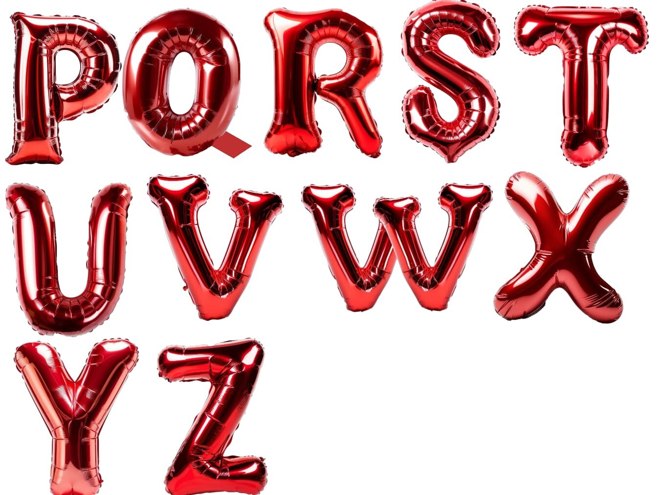 Red Foil Balloon Alphabet Clip Art - Digital Instant Download Graphics ...