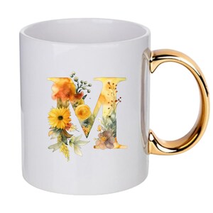 Watercolor Yellow Floral Alphabet Clipart, Transparent Background, High ...