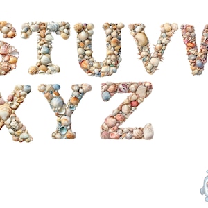 Seashell Alphabet Watercolor Clipart, Alphabet Clipart, PNG Individual ...