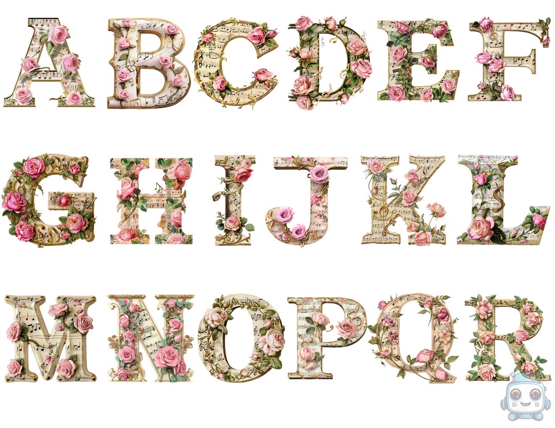 Rose Musical Notes Alphabet, Letters Png, Alphabet Png, Instant ...