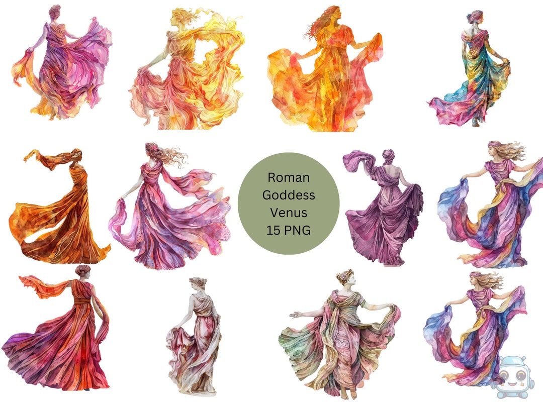15 Roman Goddess Venus Watercolor Clipart, Rome Clipart, PNG Individual ...