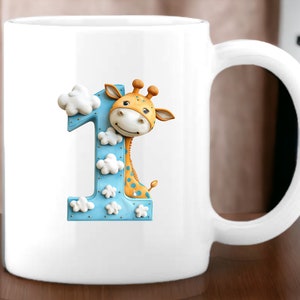 Watercolor Blue Giraffe Numbers Clipart, PNG Individual Images on ...