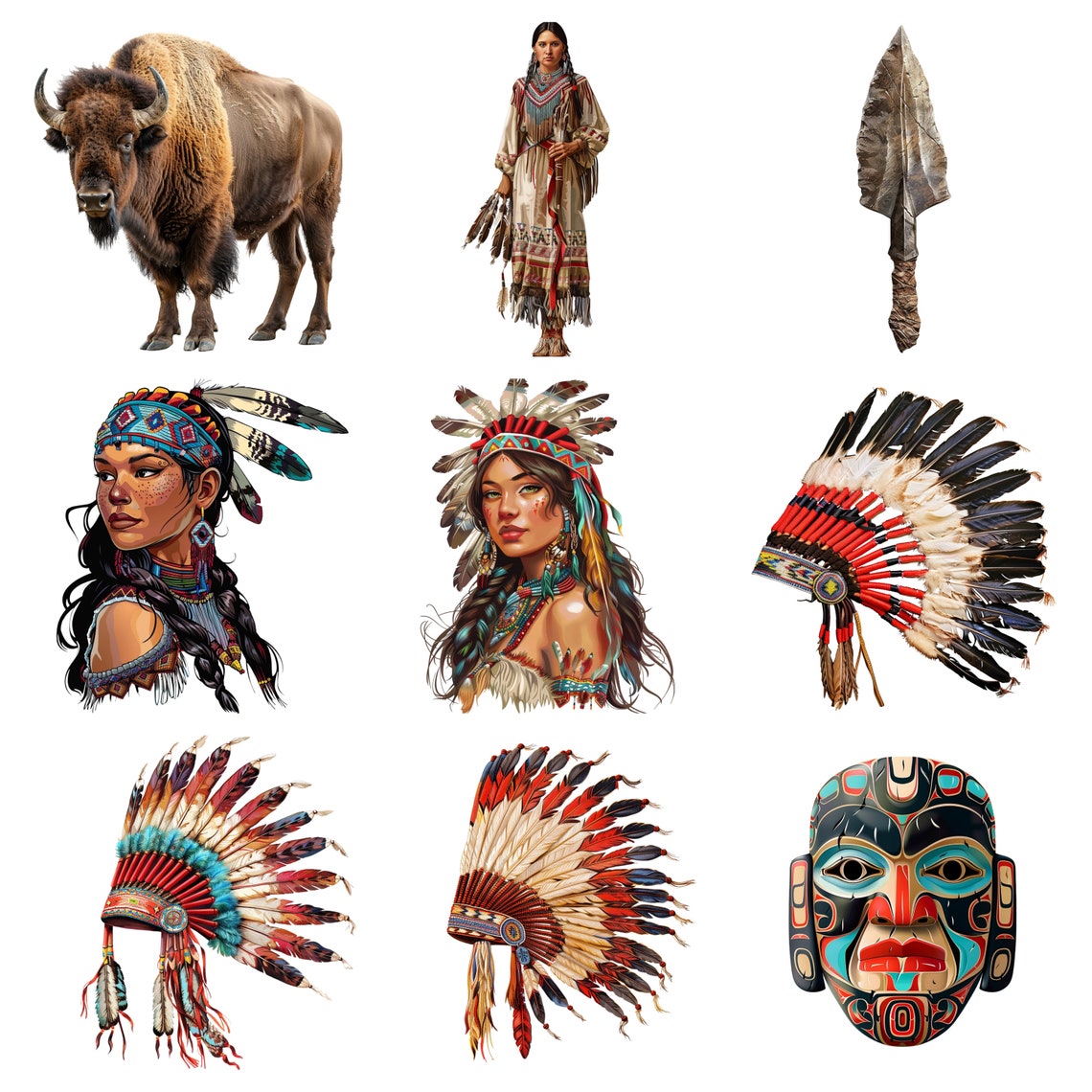 American Indian Clipart, Native America PNG Individual Images on ...