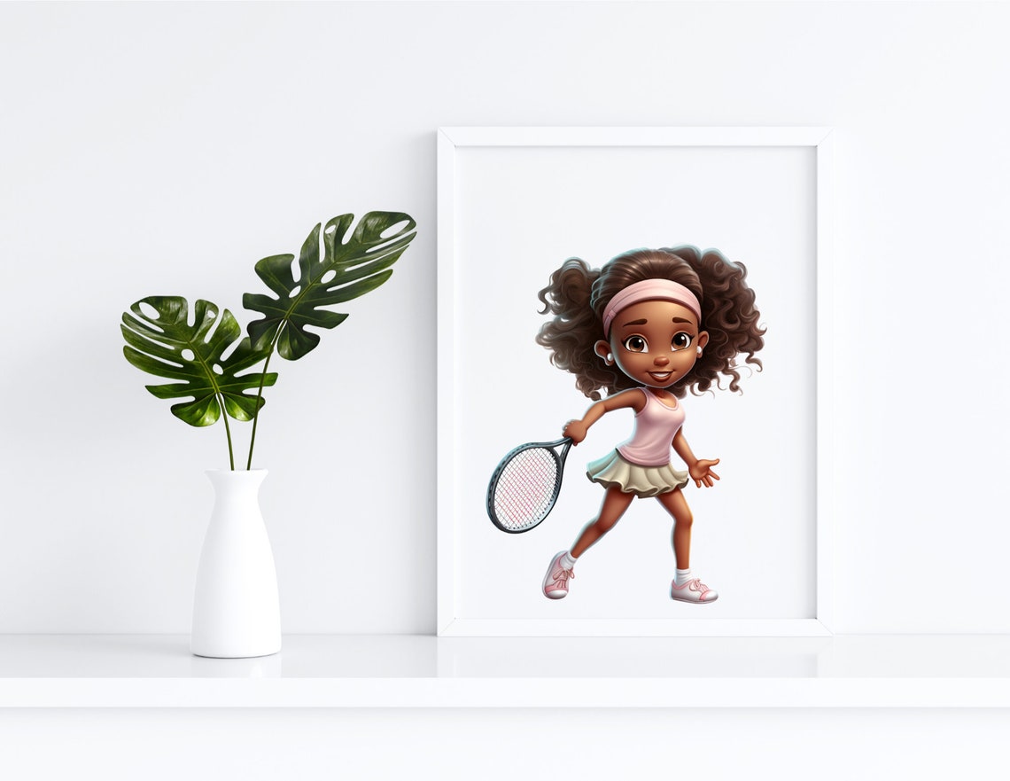 Animated Tennis Players Clipart PNG Digital Files on a White - Etsy