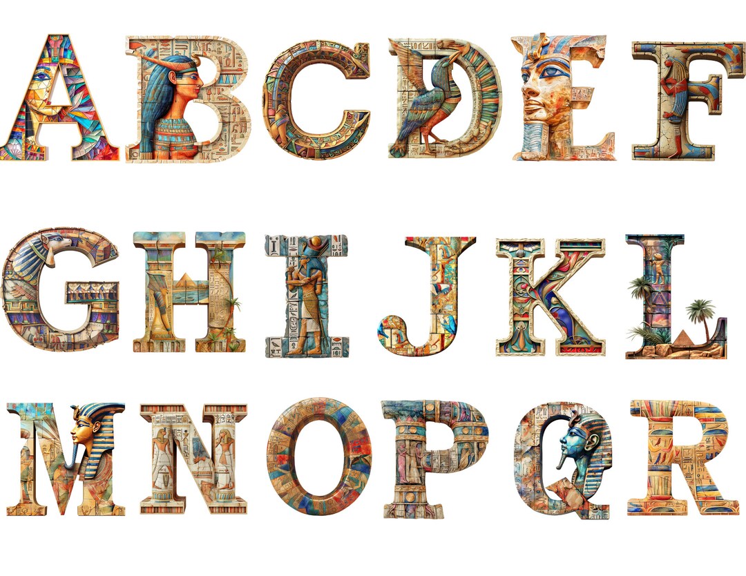 Watercolor Egyptian Alphabet Clipart, PNG Individual Images on ...