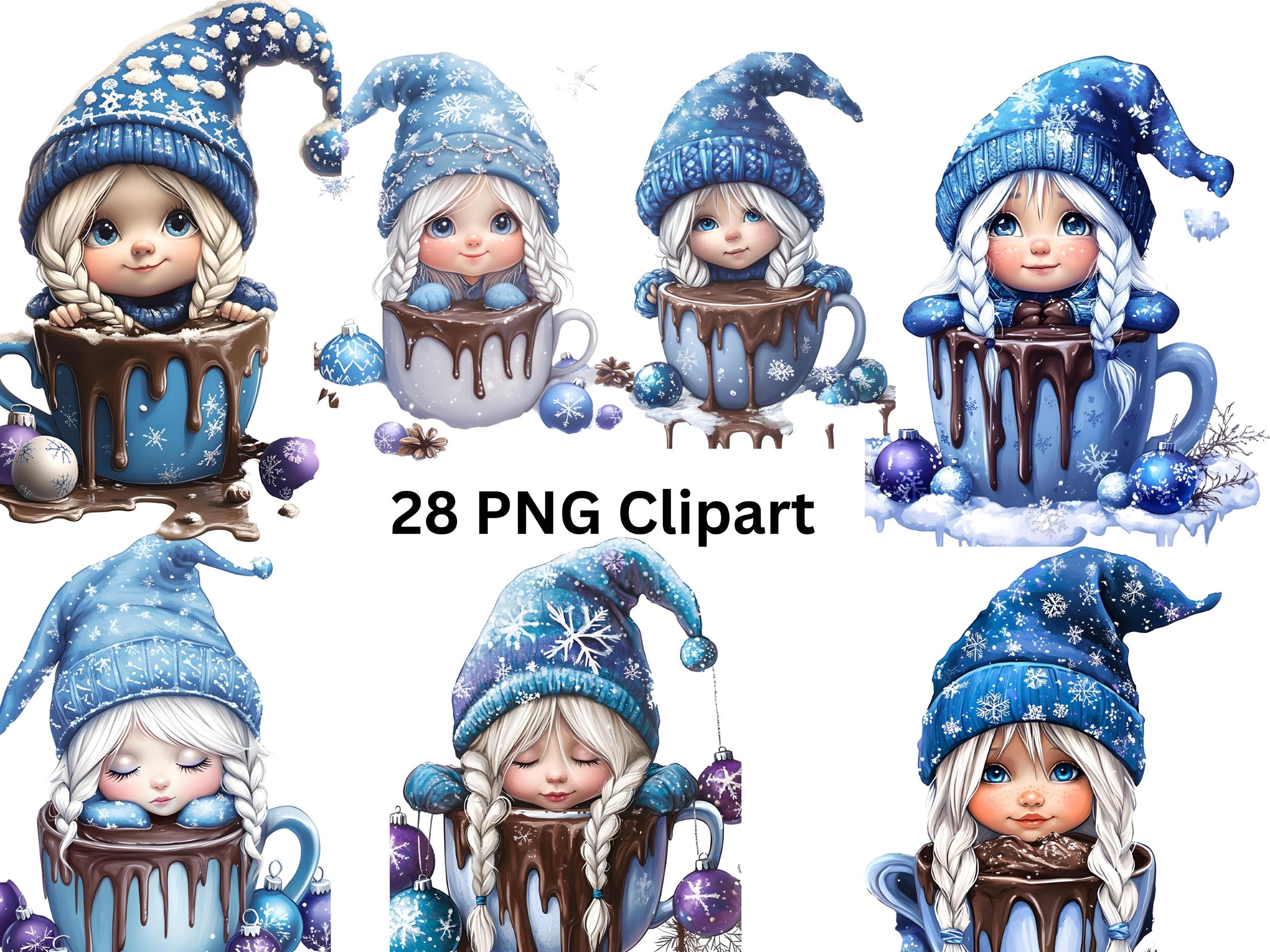 28 Winter Gnome Girls Clipart, Christmas Clipart, PNG Individual Images ...