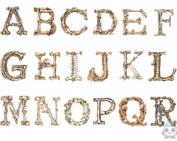 Bone Letters Digital Clipart | Printable Bone Alphabet | Instant ...