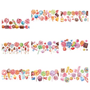 31 Candy Borders Watercolor Clipart, Border Clipart, PNG Individual ...
