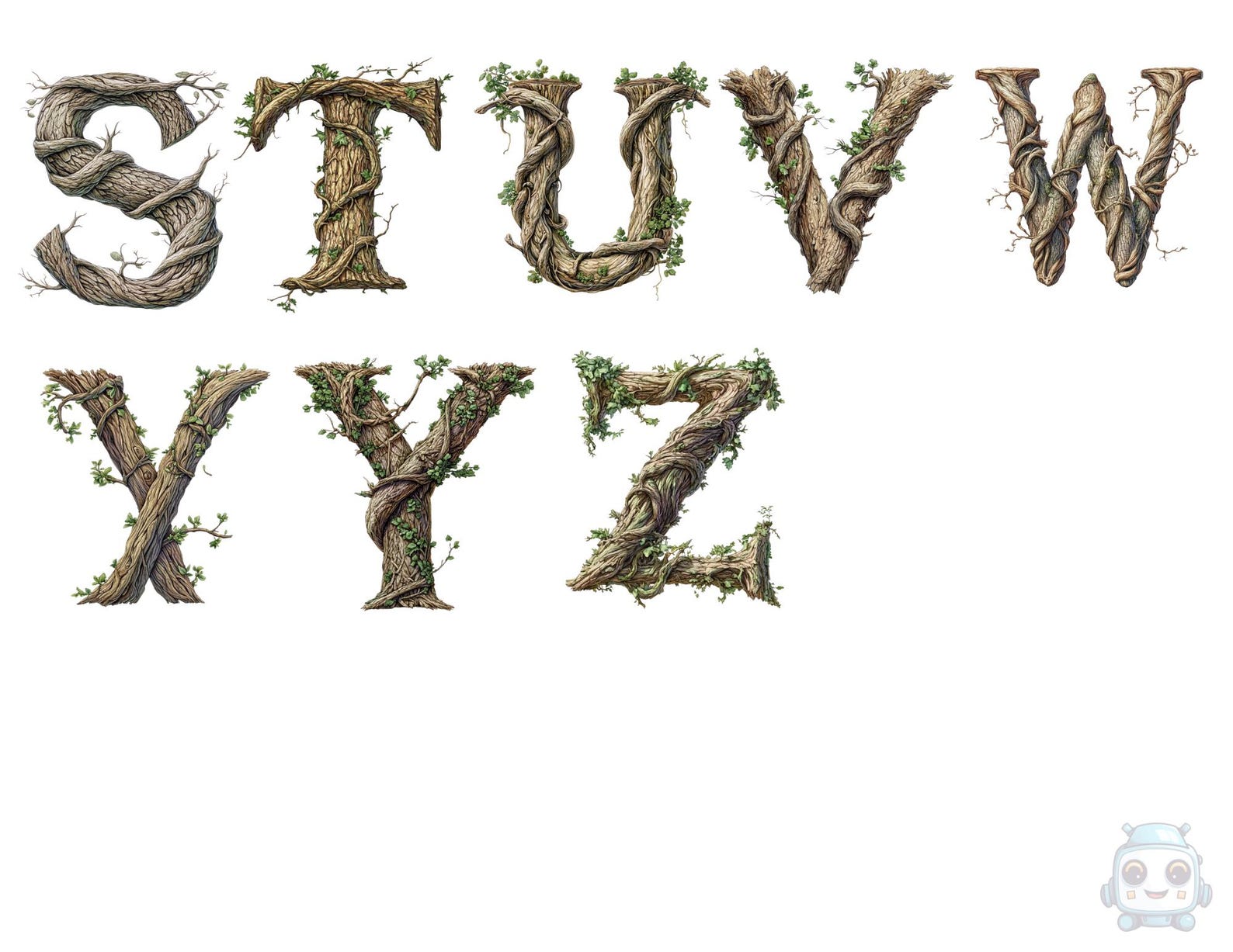 Woodland Tree Letters Clipart - Rustic Nature Alphabet Png, Instant ...