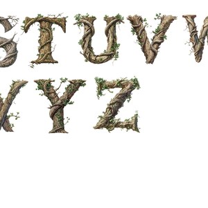 Woodland Tree Letters Clipart - Rustic Nature Alphabet Png, Instant ...