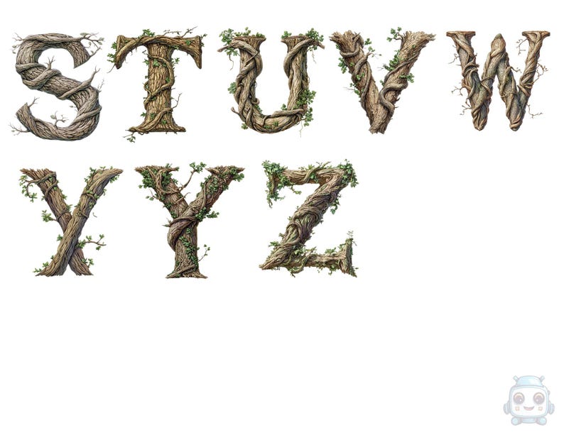 Woodland Tree Letters Clipart - Rustic Nature Alphabet Png, Instant ...