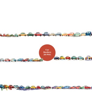 20 Car Borders Watercolor Clipart, Border Clipart, PNG Individual ...