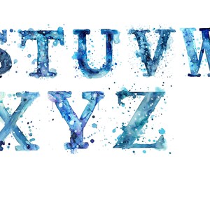 Watercolor Blue Aquarelle Alphabet, PNG Individual Images on ...