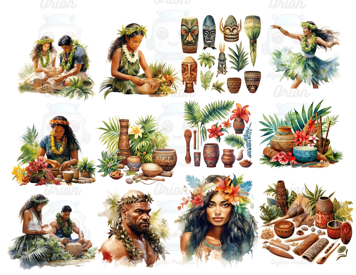 Watercolor Samoans Clipart, Samoan Islands, PNG Digital Files on ...