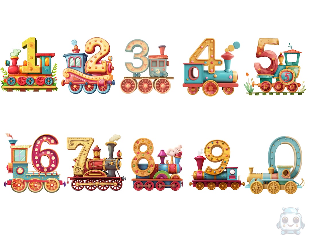 Clipart Train Numbers, Numbers Png, Instant Download for Commercial Use ...