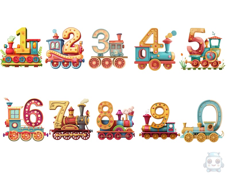 Clipart Train Numbers, Numbers Png, Instant Download for Commercial Use ...