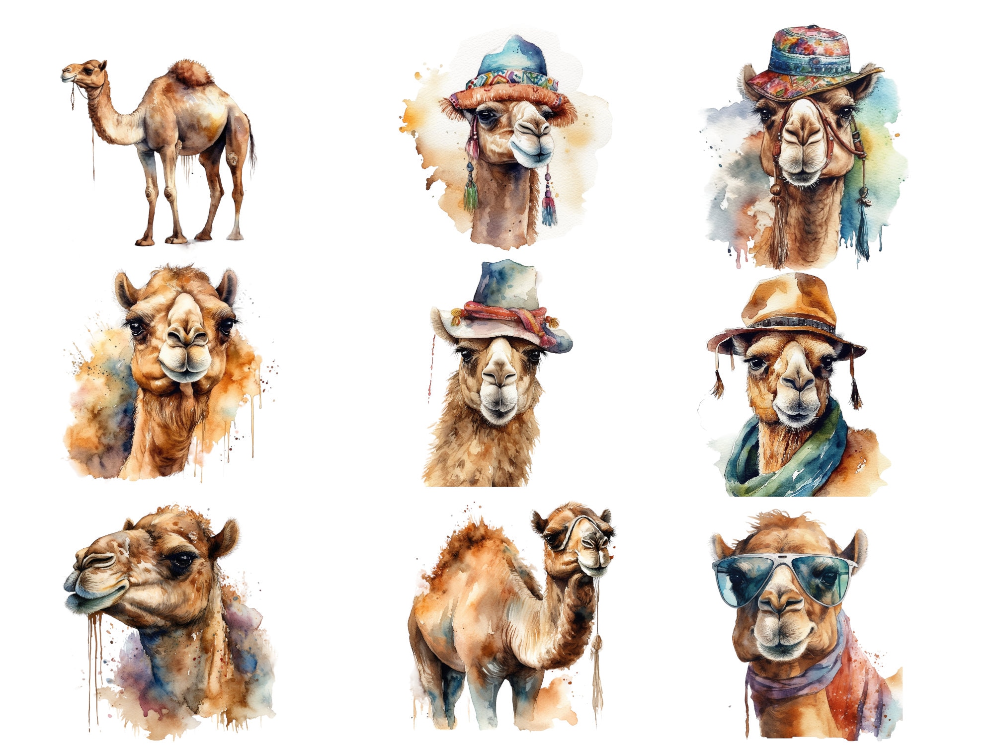 Camels Clipart Bundle Watercolour Clipart 20 Cute PNG - Etsy