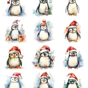 Watercolor Christmas Penguin, Penguin, Christmas, Transparent ...