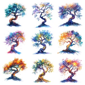 31 Mythical Trees Watercolor Clipart, Nature Clipart, PNG Individual ...