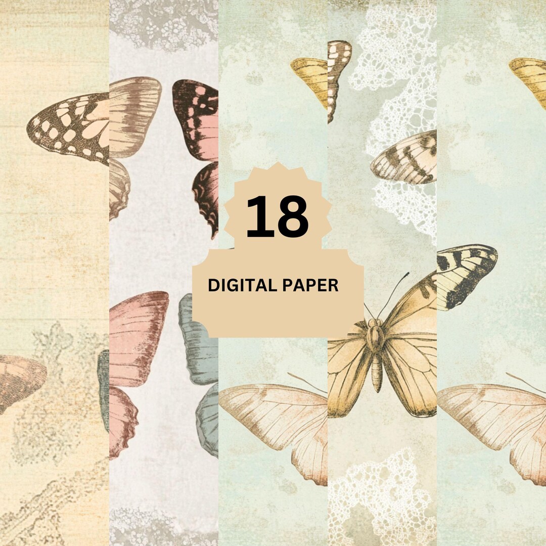 Vintage Butterfly Digital Paper Pack – Pastel Scrapbook Backgrounds ...