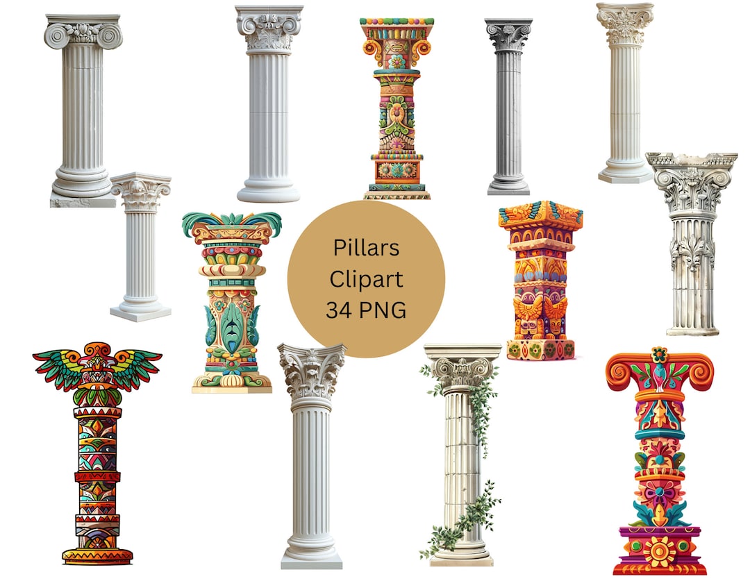 Pillars Clipart, PNG Digital Files on Transparent Background ...