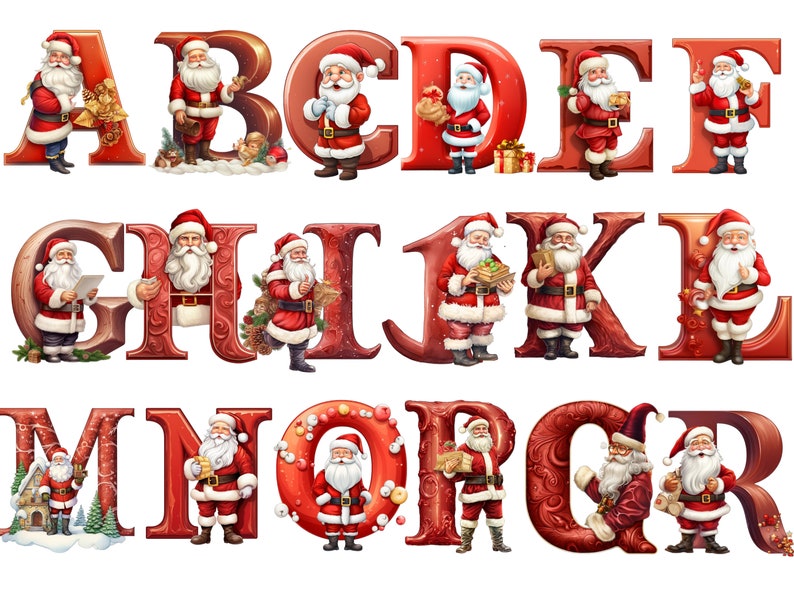 Alphabet With Santa Claus,download for Commercial Use, High Resolution ...