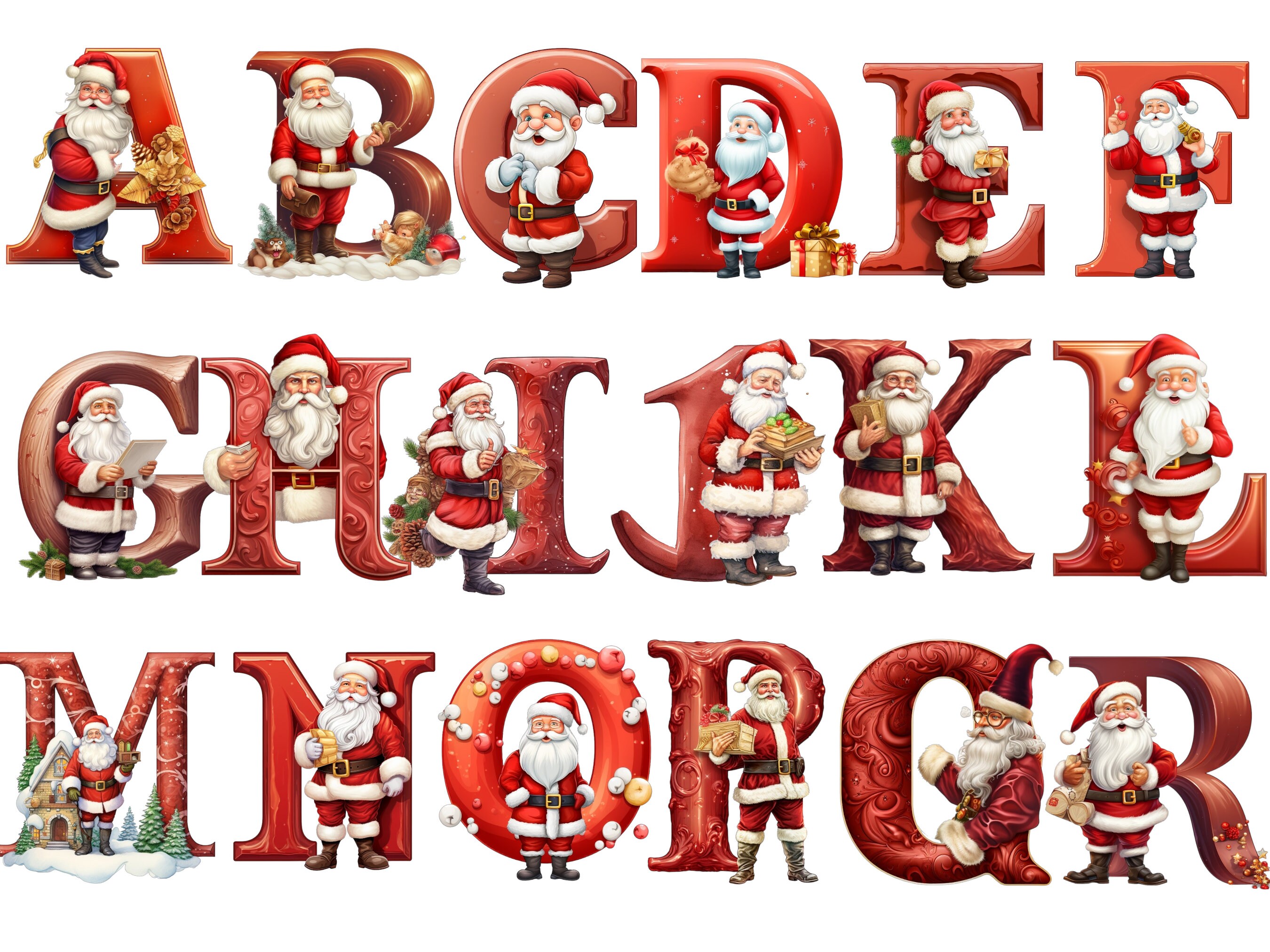 Alphabet With Santa Claus,download for Commercial Use, High Resolution ...