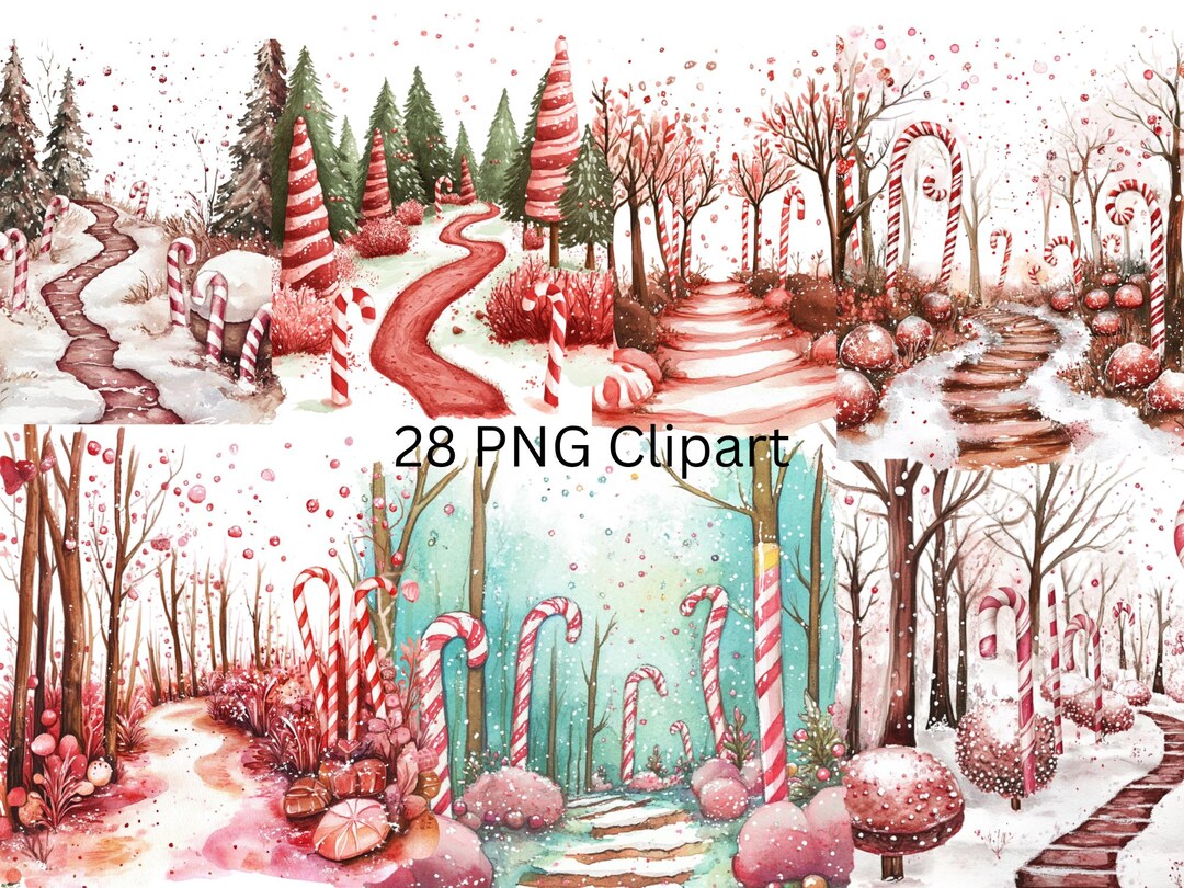 28 Candy Pathways Watercolor Clipart, PNG Individual Images on ...