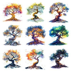 31 Mythical Trees Watercolor Clipart, Nature Clipart, PNG Individual ...