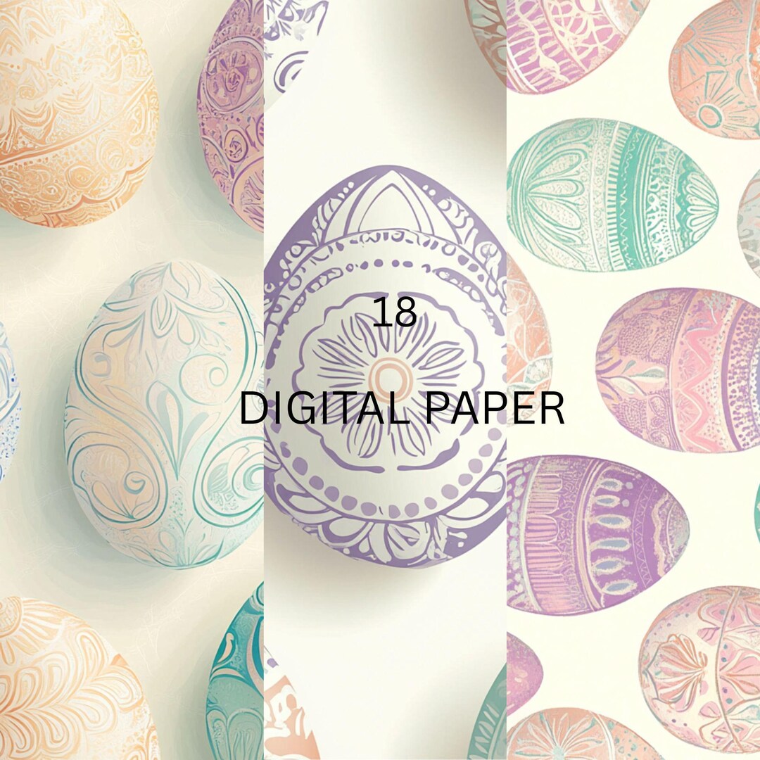 Pastel Floral Easter Egg Digital Paper, 18 Seamless Backgrounds, Spring ...